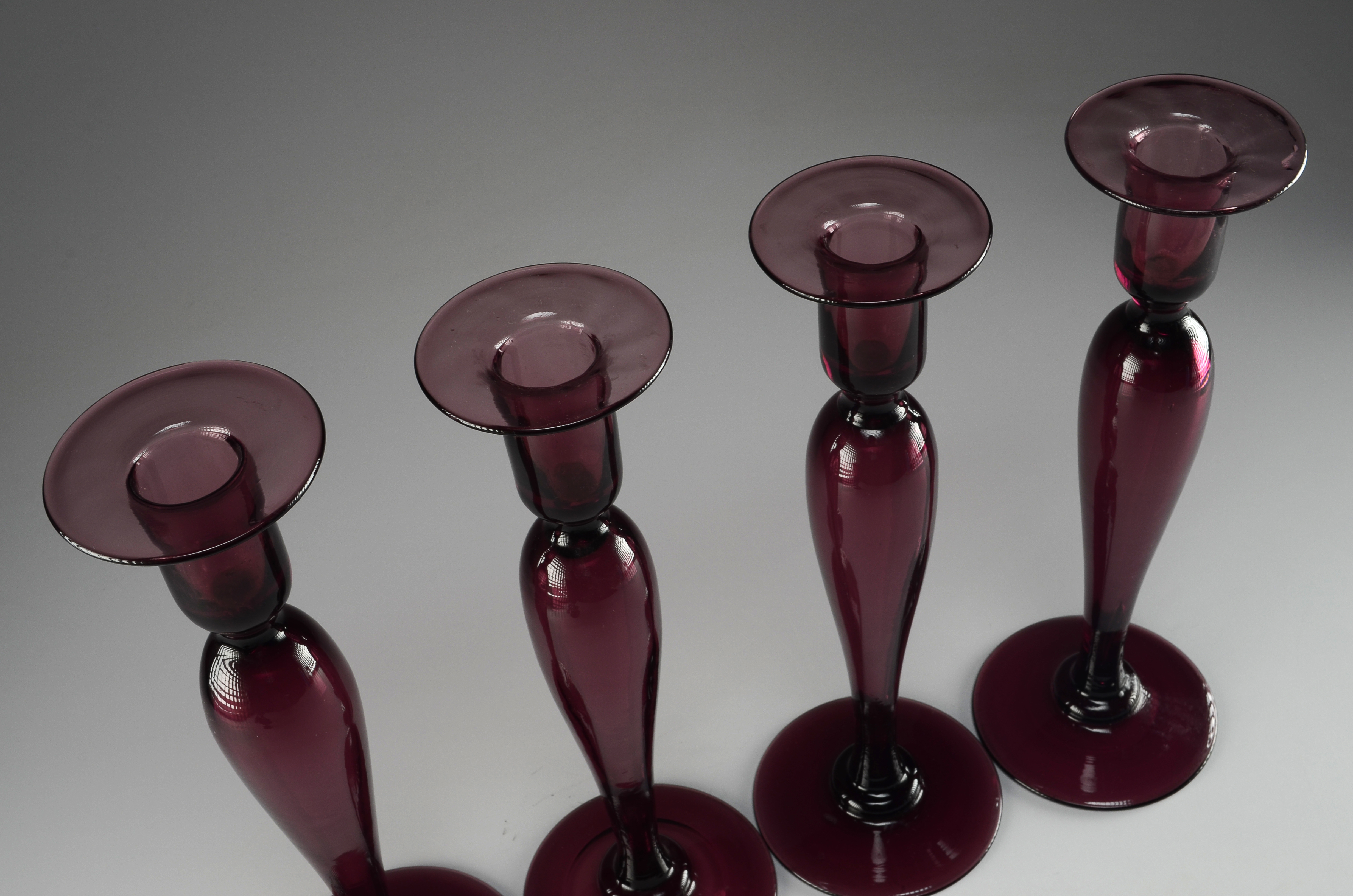 Hand Blown Amethyst Glass Table Garniture | EBTH
