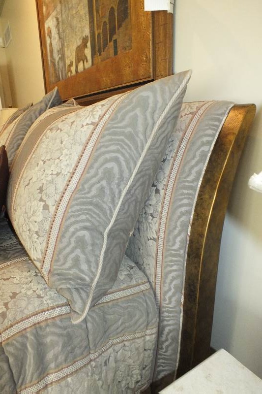 Custom designed King size Sleigh bed, mattress, box spring and bedding ...