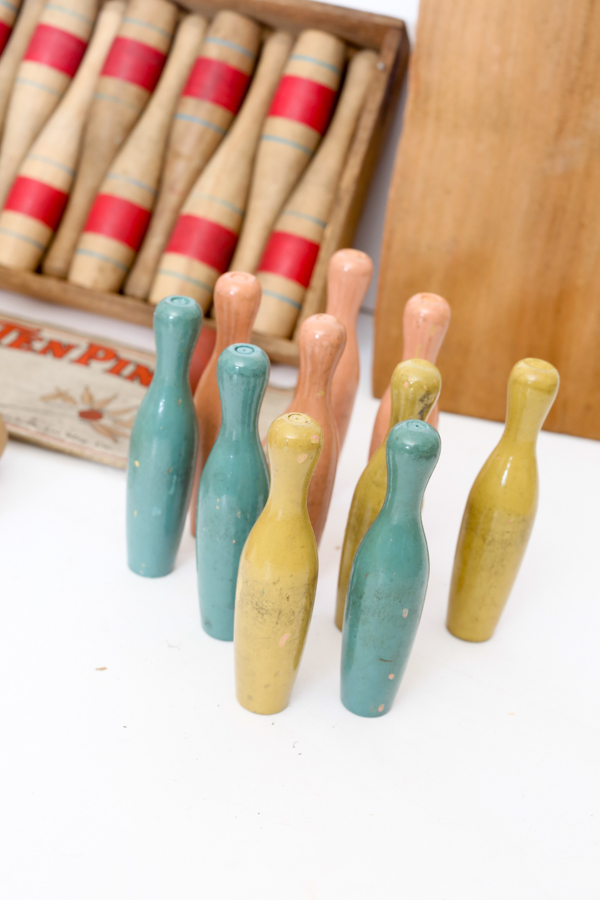 Vintage Wood Ten Pin Bowling Set & More | EBTH