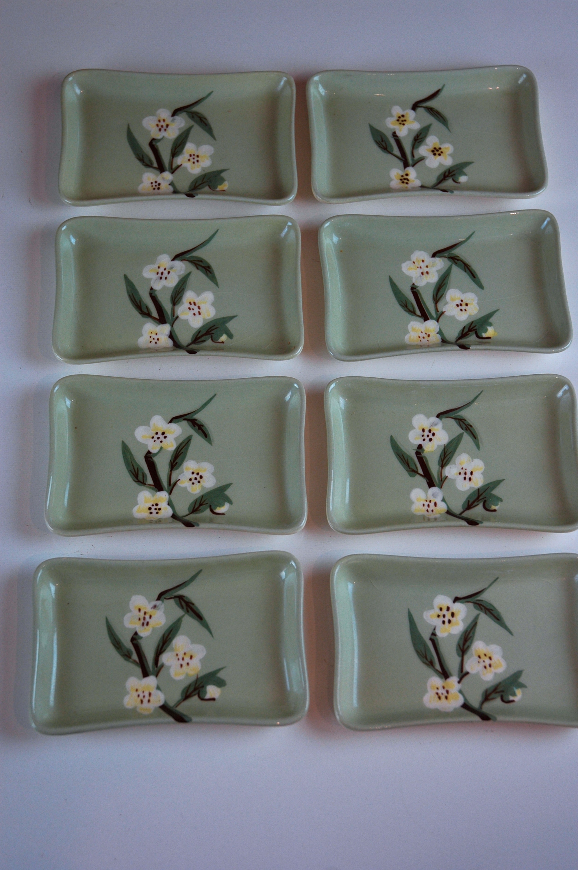 Set of 108 Weil Ware Celadon Dishes in Blossom Pattern with Asian Flair ...