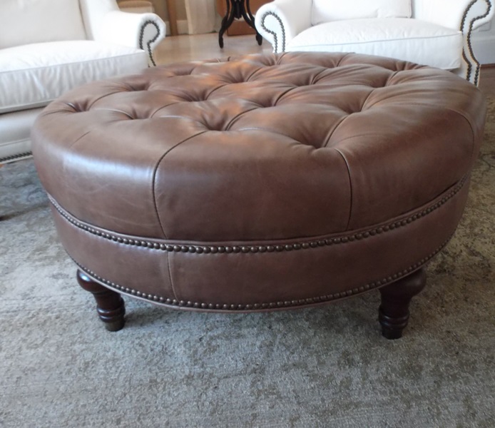 Largo International Tufted Leather Ottoman | EBTH