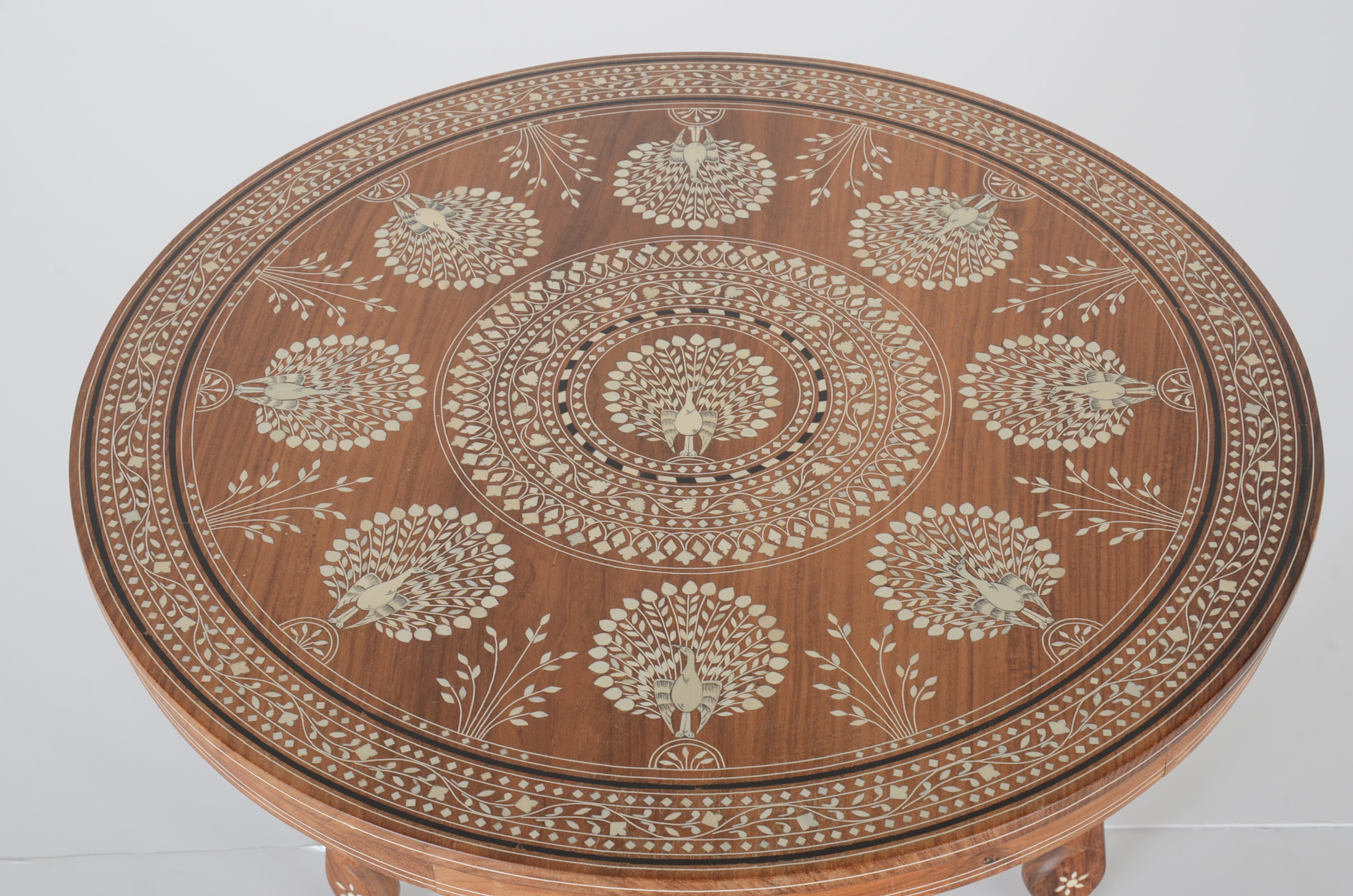 Indian Hardwood and Ivory Inlaid Table | EBTH