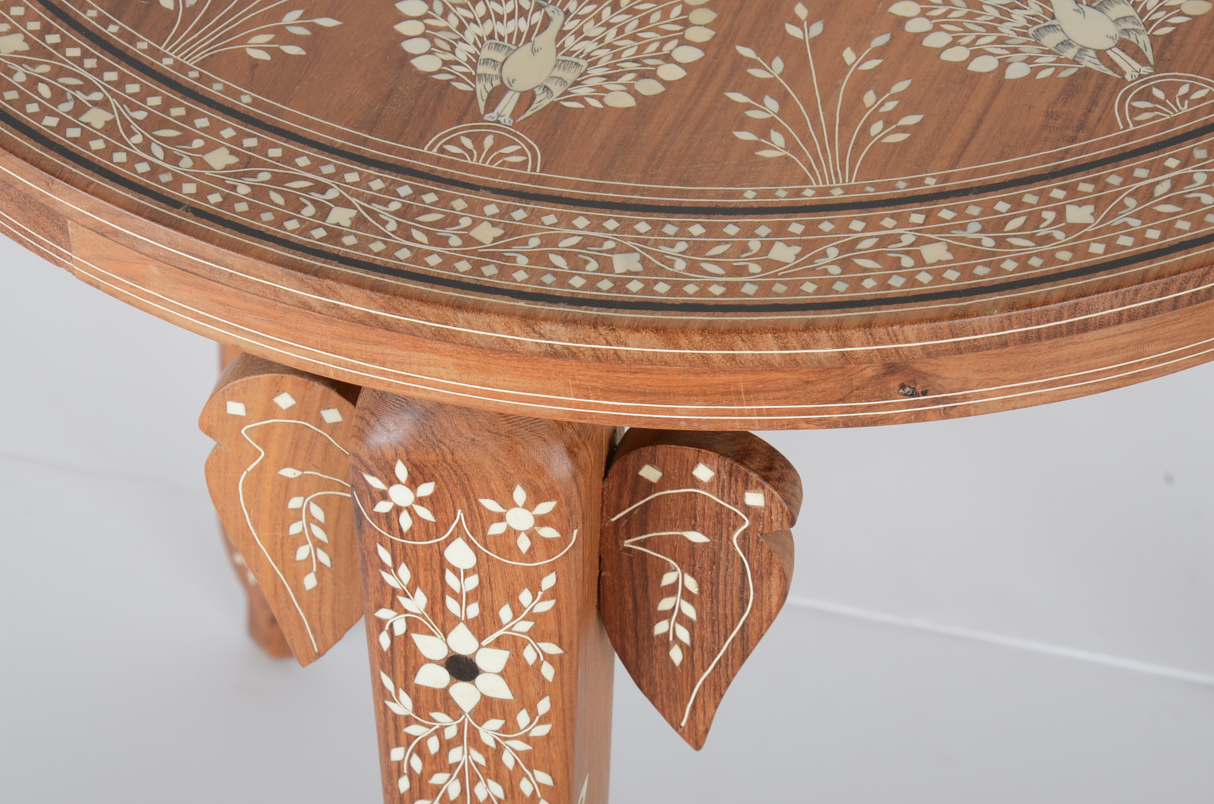 Indian Hardwood and Ivory Inlaid Table | EBTH