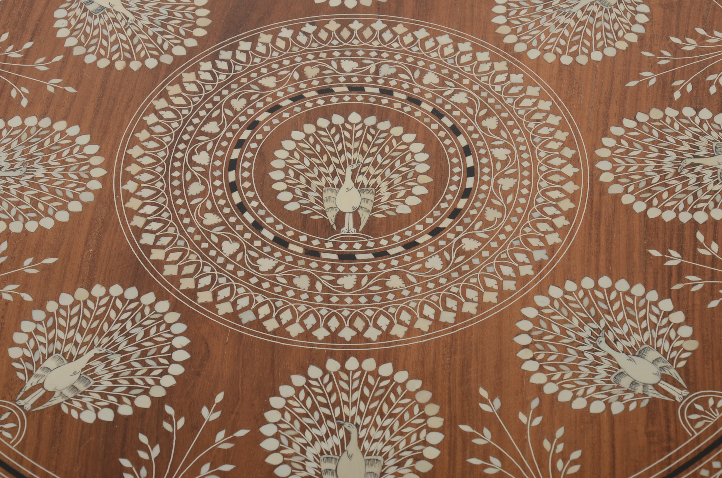 Indian Hardwood and Ivory Inlaid Table | EBTH
