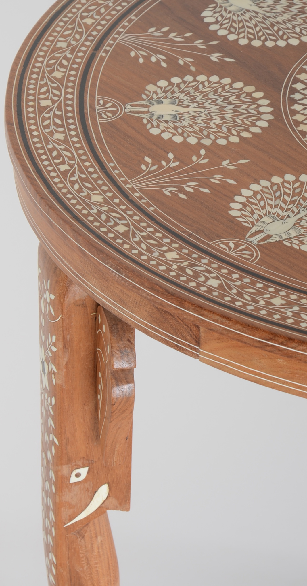 Indian Hardwood and Ivory Inlaid Table | EBTH