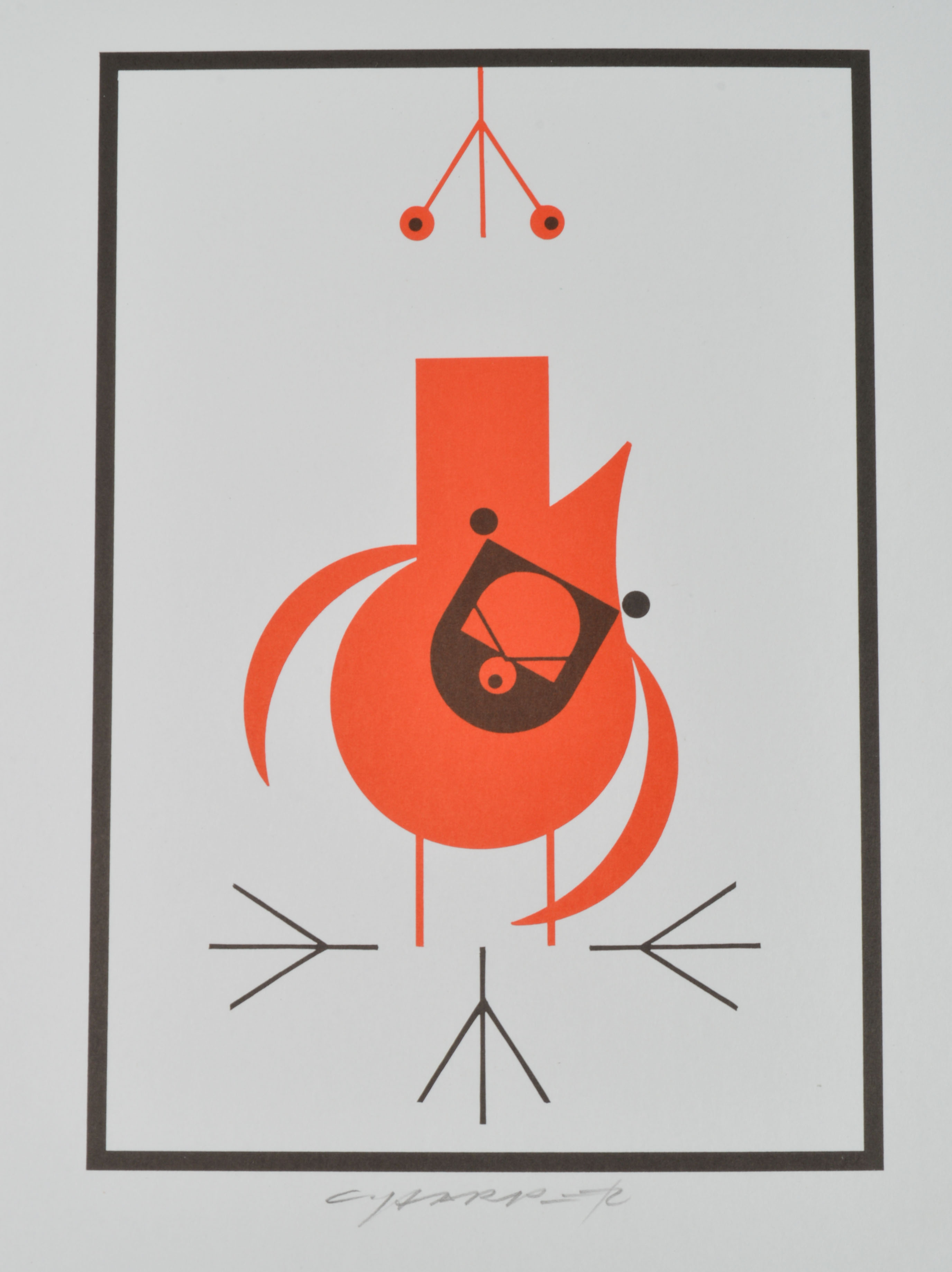 1999 Signed Charley Harper Lithograph "Charley's Cardinal" | EBTH