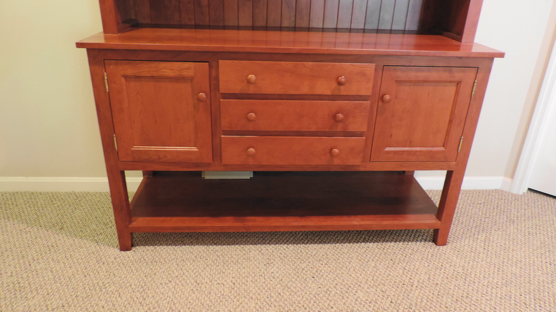 Cherry Sideboard with Hutch and Recessed Lighting | EBTH