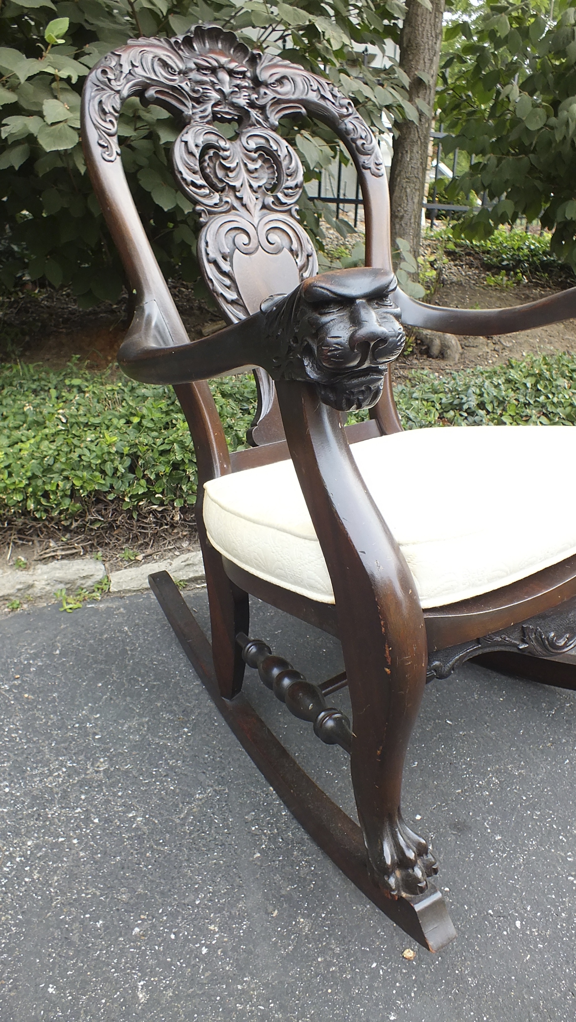 Antique Mahogany Carved Rocker | EBTH