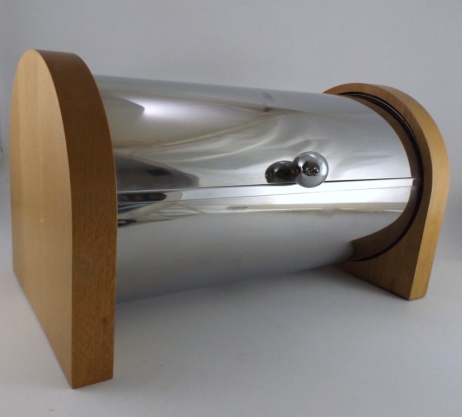 Frontgate Italian Stainless and Wood Bread Box | EBTH