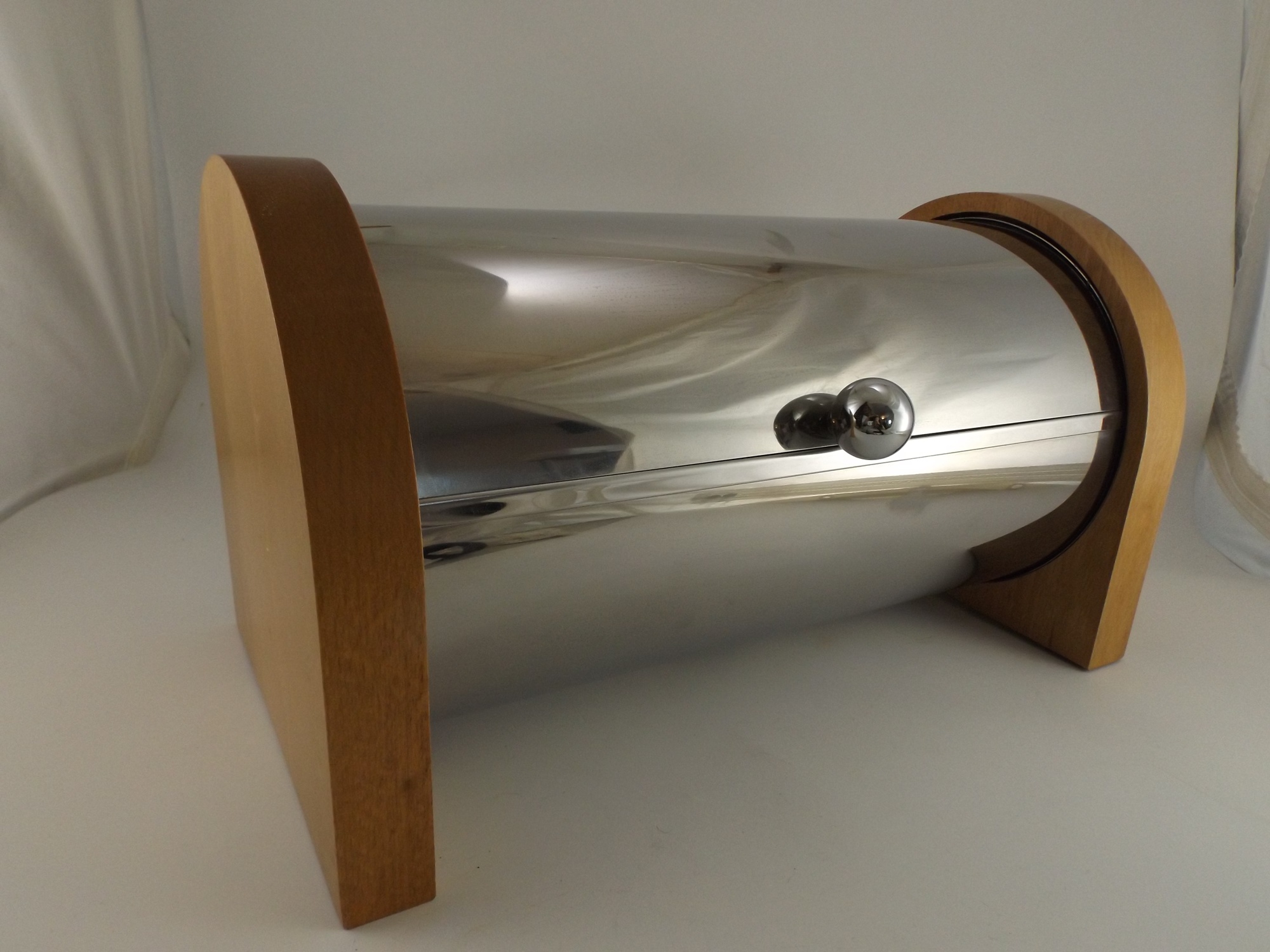 Frontgate Italian Stainless and Wood Bread Box | EBTH