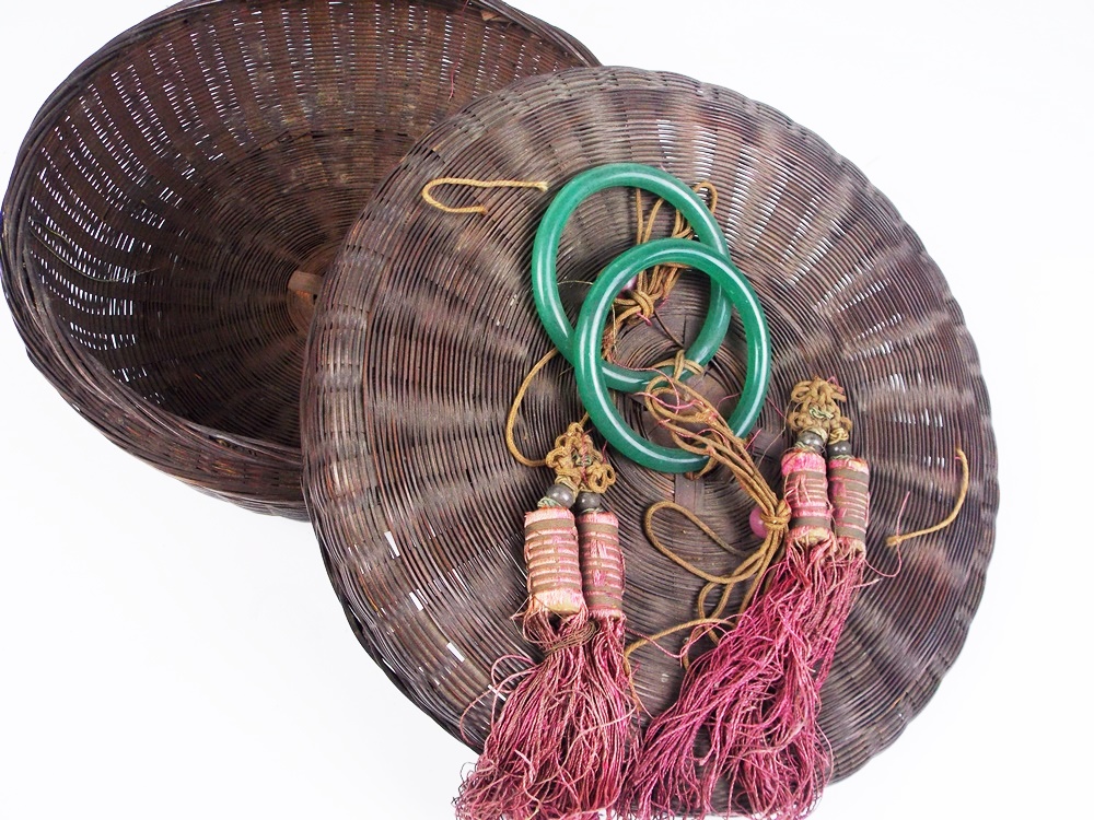 Ten Antique Chinese Sewing Baskets Embellished w/ Peking Glass | EBTH