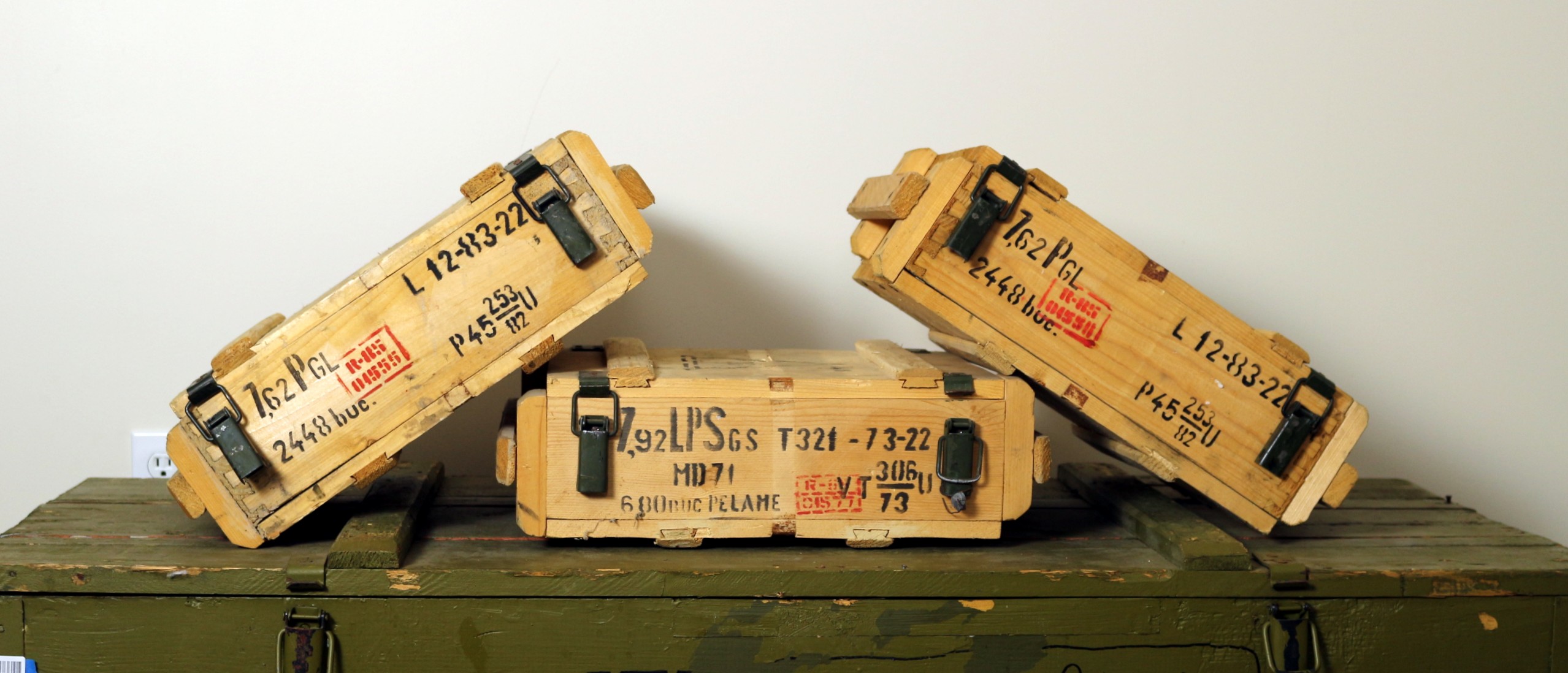 Three Pine Wood Artillery Boxes | EBTH
