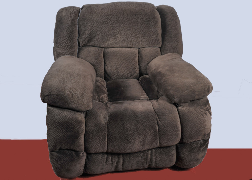 Overstuffed Brown Plush Microfiber Reclining Chair | EBTH