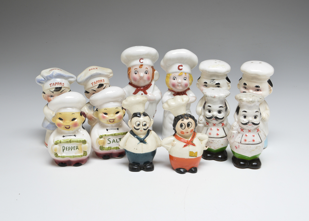Six Vintage Chef Salt and Pepper Sets | Everything But The House