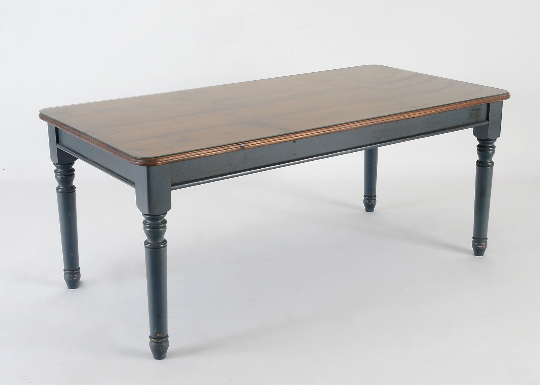 Pine Dining Table, Painted Blue | EBTH