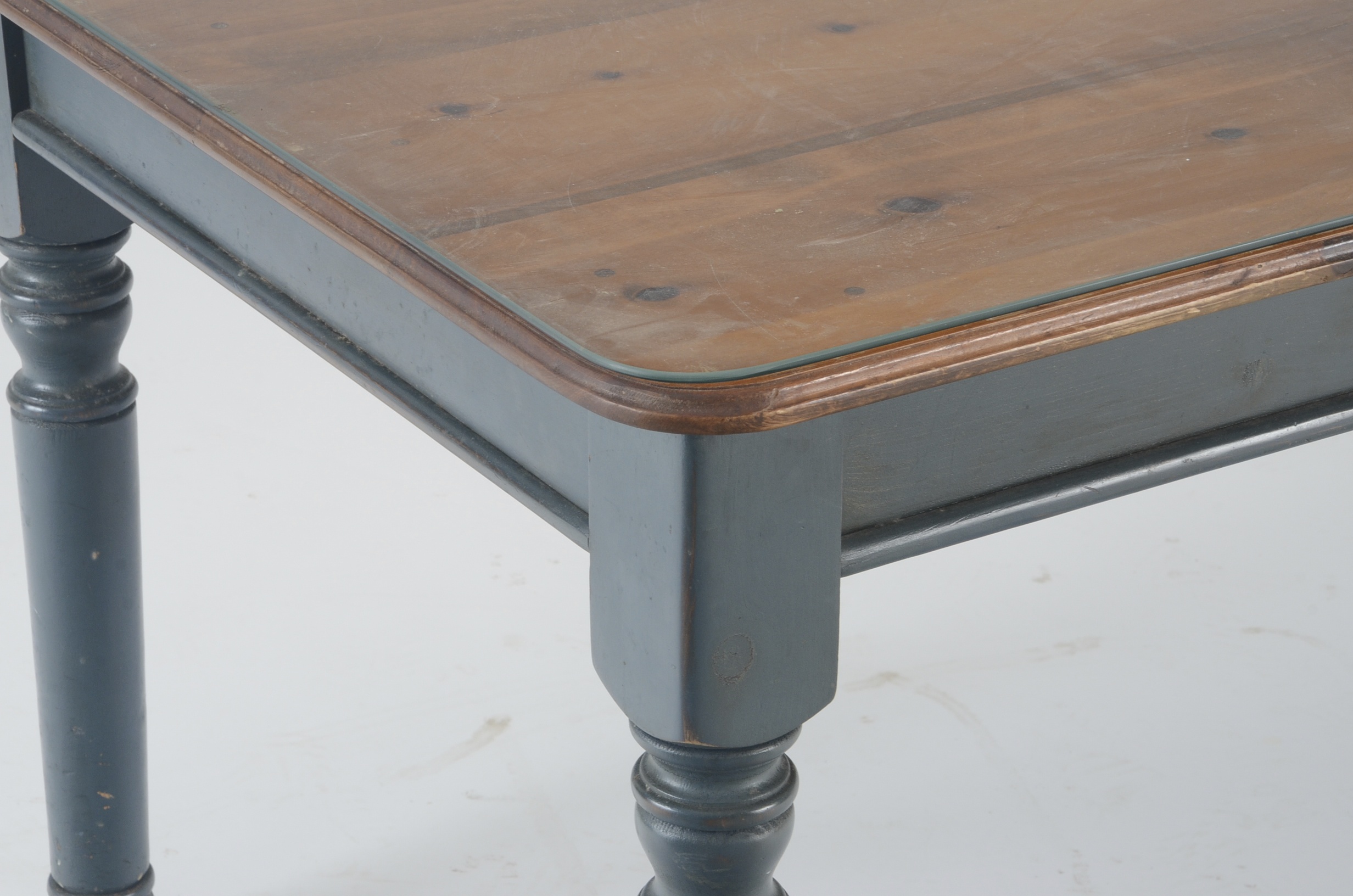 Pine Dining Table, Painted Blue | EBTH