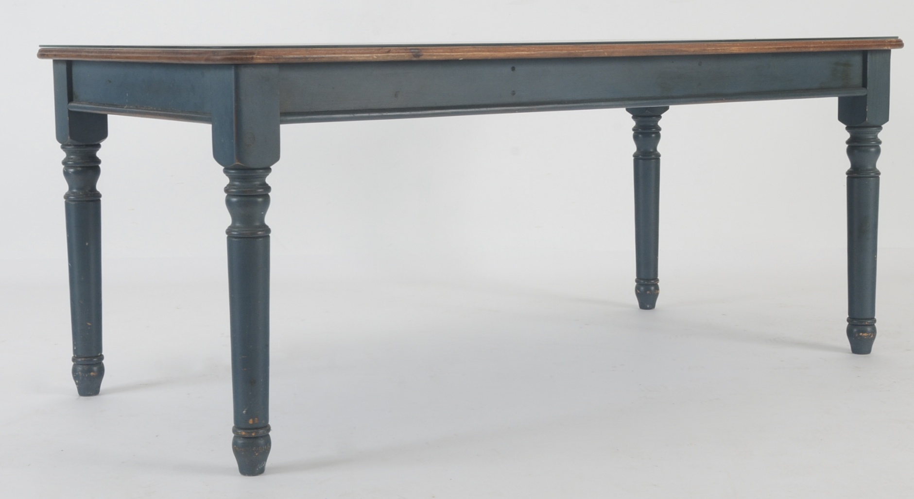 Pine Dining Table, Painted Blue | EBTH