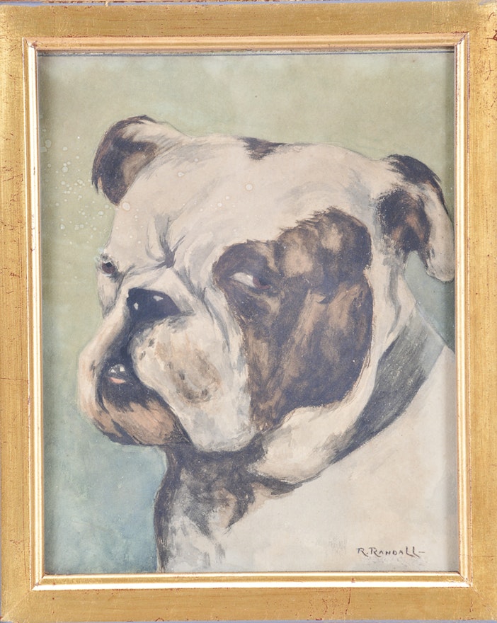 Original Acrylic Painting Of A Bulldog | EBTH Original Acrylic Painting Of A Bulldog | EBTH