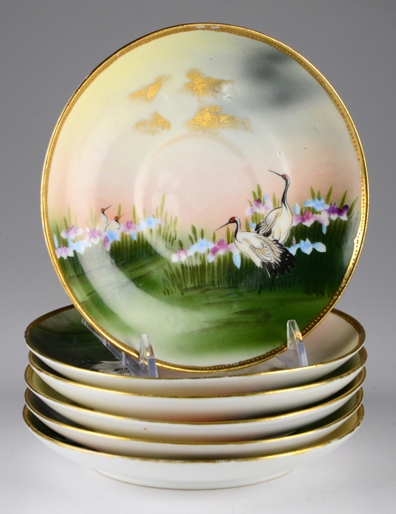 Vintage Nippon Iris and Whooping Crane Tea Set | EBTH