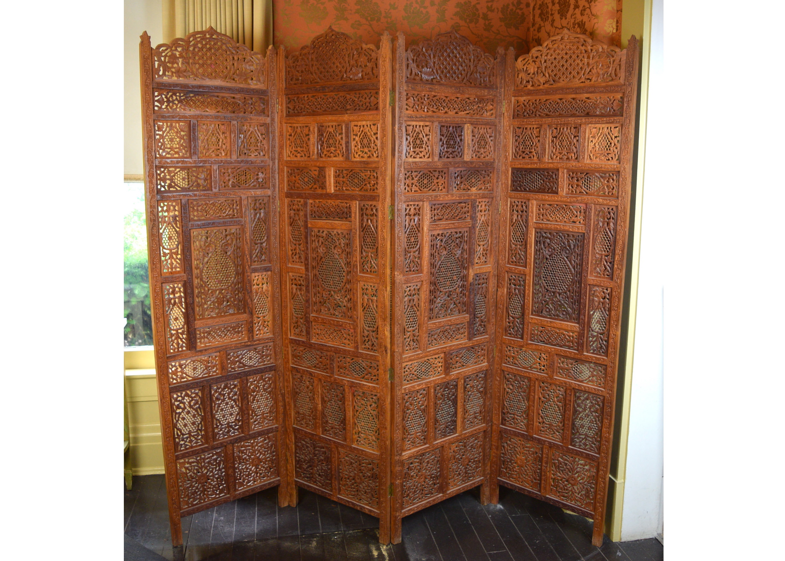 Hand-Carved Indian Seesham Folding Screen | Everything But The House