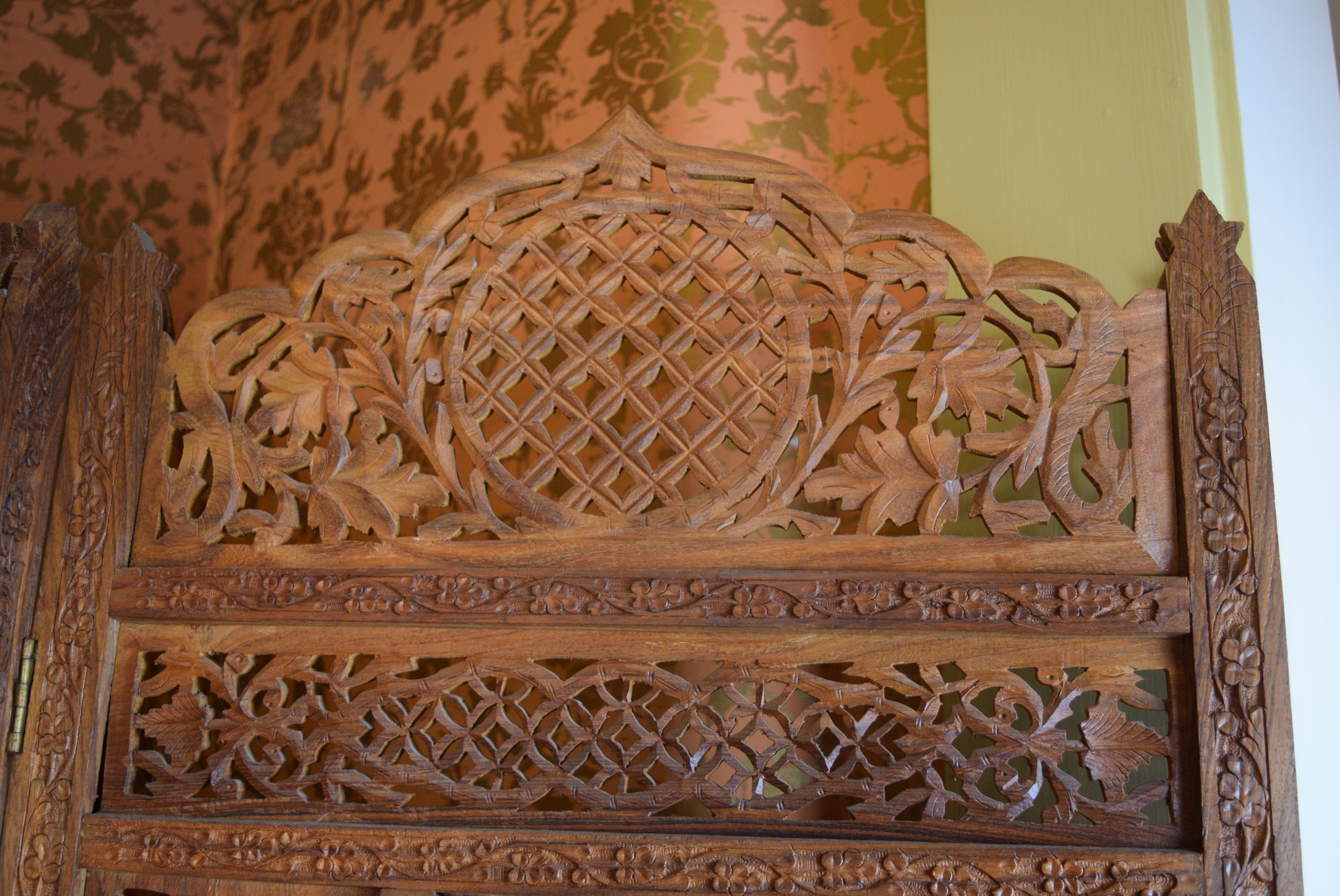 Hand-Carved Indian Seesham Folding Screen | Everything But The House