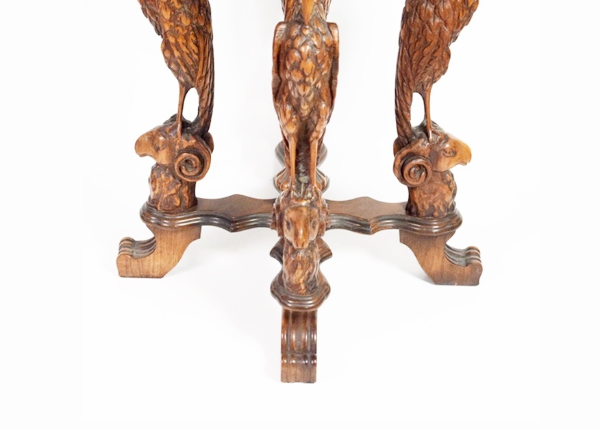 Victorian Octagonal Lamp Table with Superbly Carved Crane Legs | EBTH