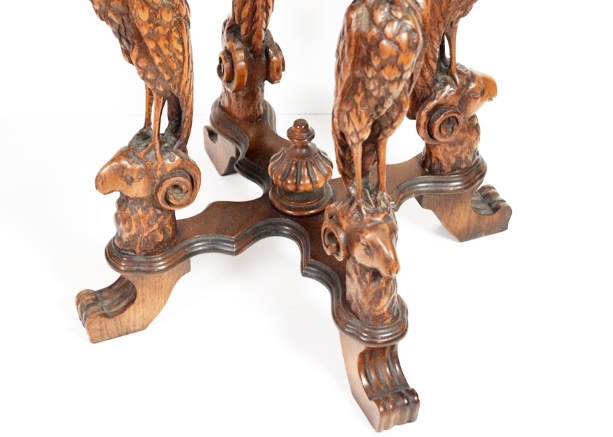Victorian Octagonal Lamp Table with Superbly Carved Crane Legs | EBTH