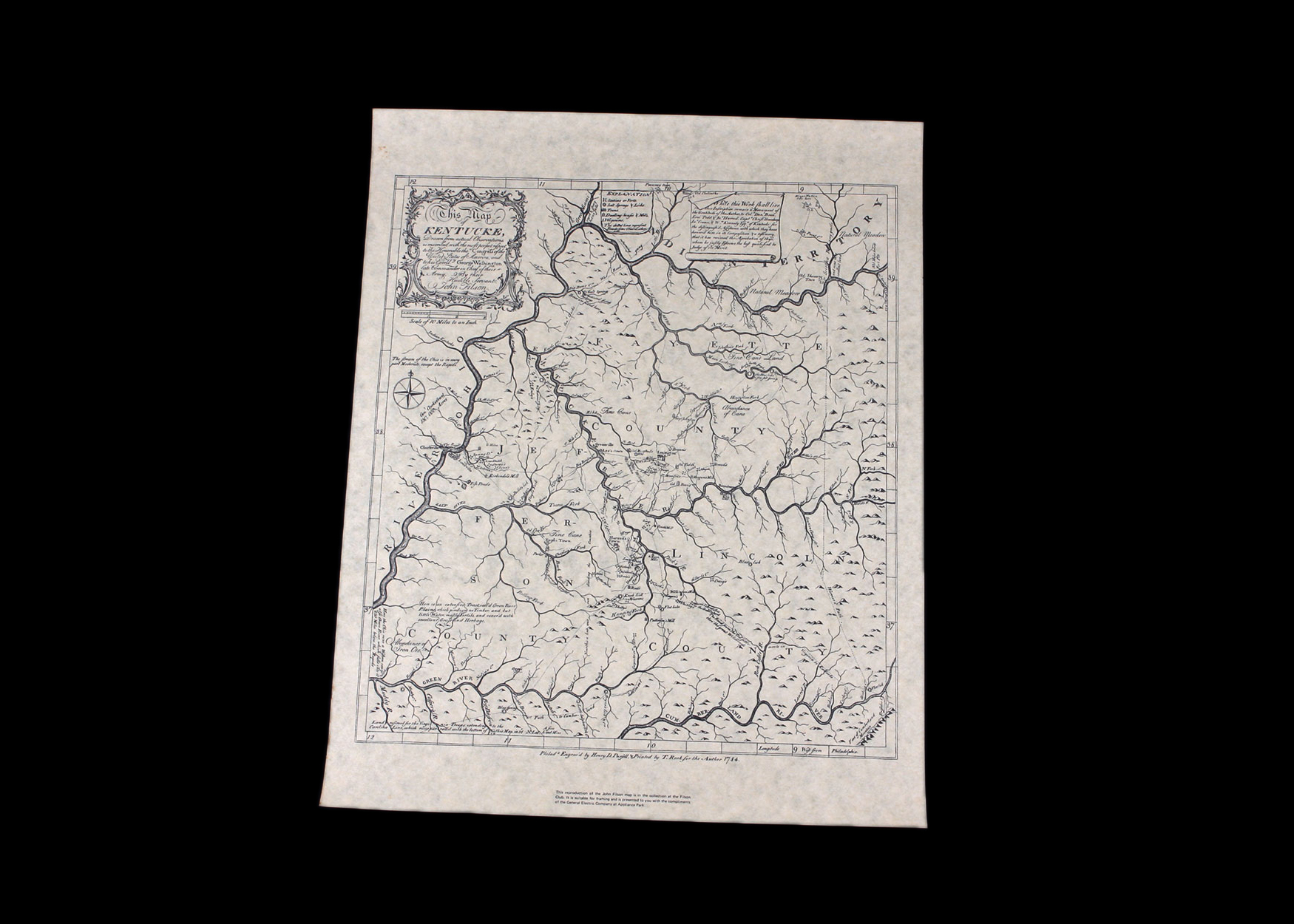 Reproduction Print of a John Filson Map of Kentucky from 1784 | EBTH