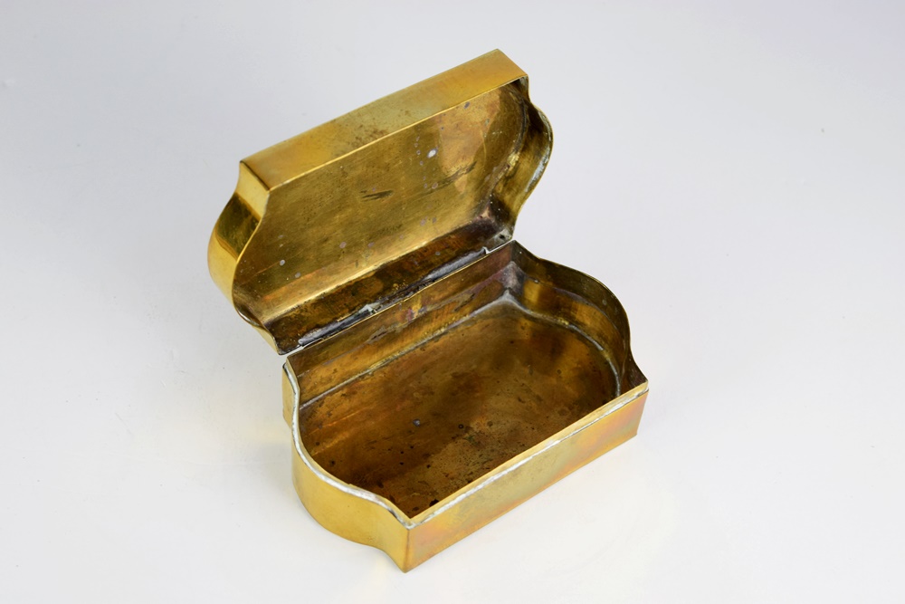 Brass Cigarette Box with a Bugle in Relief at the Hinged Lid | EBTH