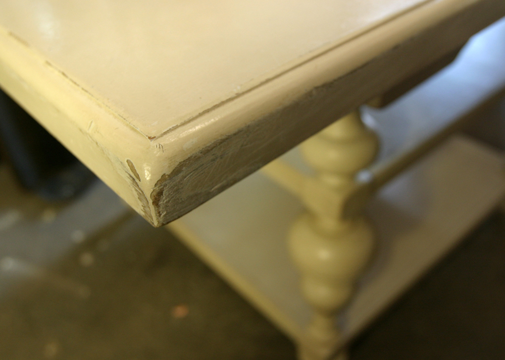 Substantial Wooden Off-White Table with Leaf | EBTH