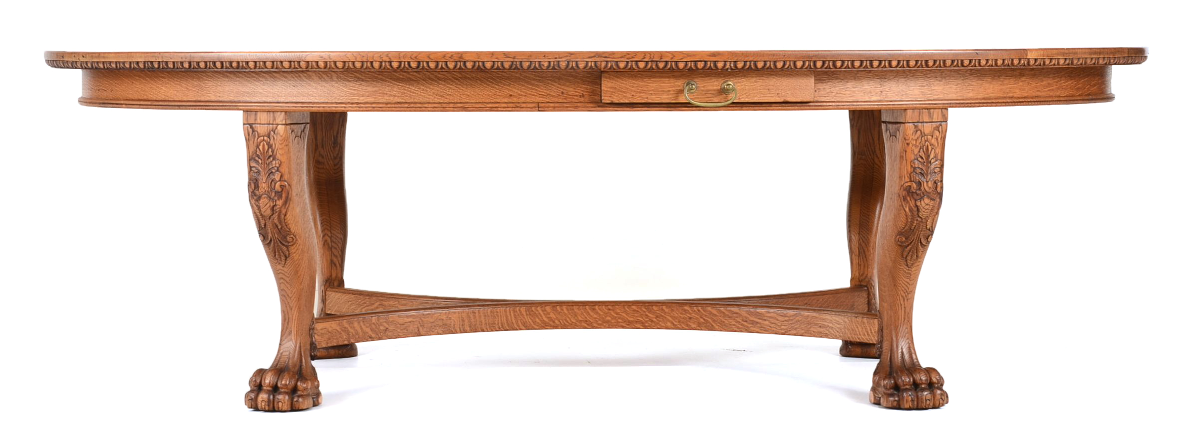 Large Oval Quarter-Sawn Oak Library Table | EBTH