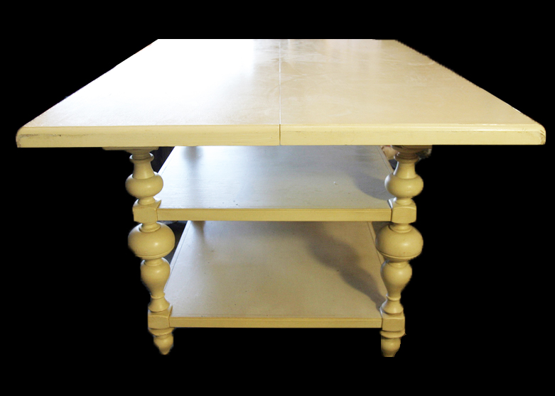 Substantial Wooden Off-White Table with Leaf | EBTH