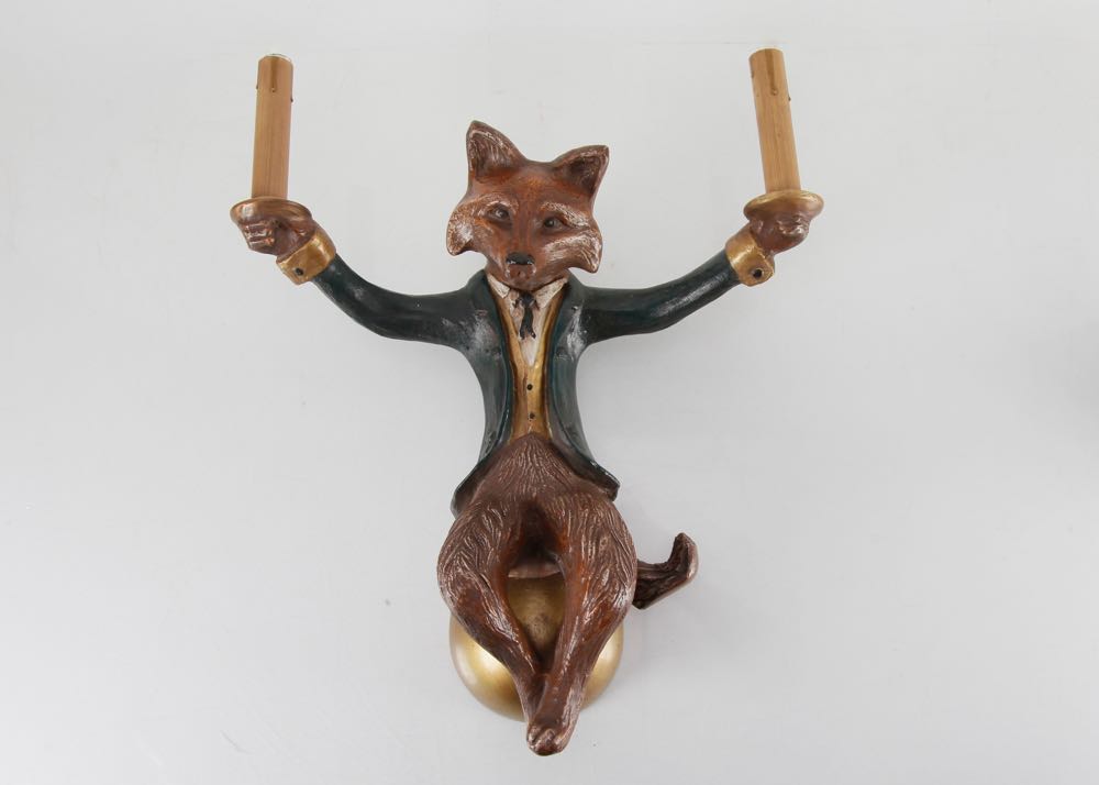 Carved Fox Light Fixture | EBTH