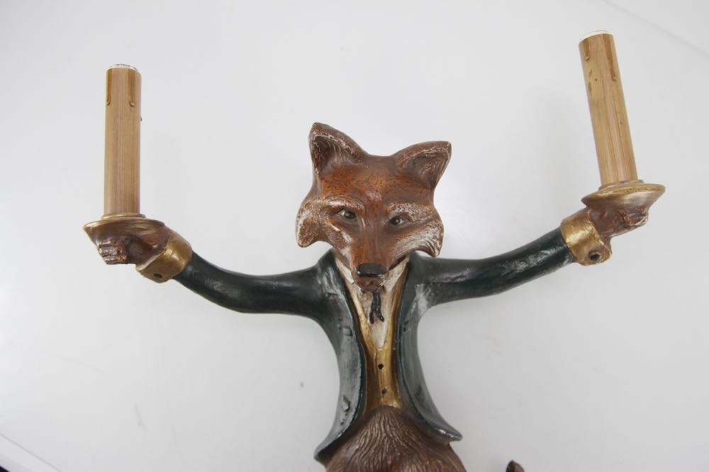 Carved Fox Light Fixture | EBTH