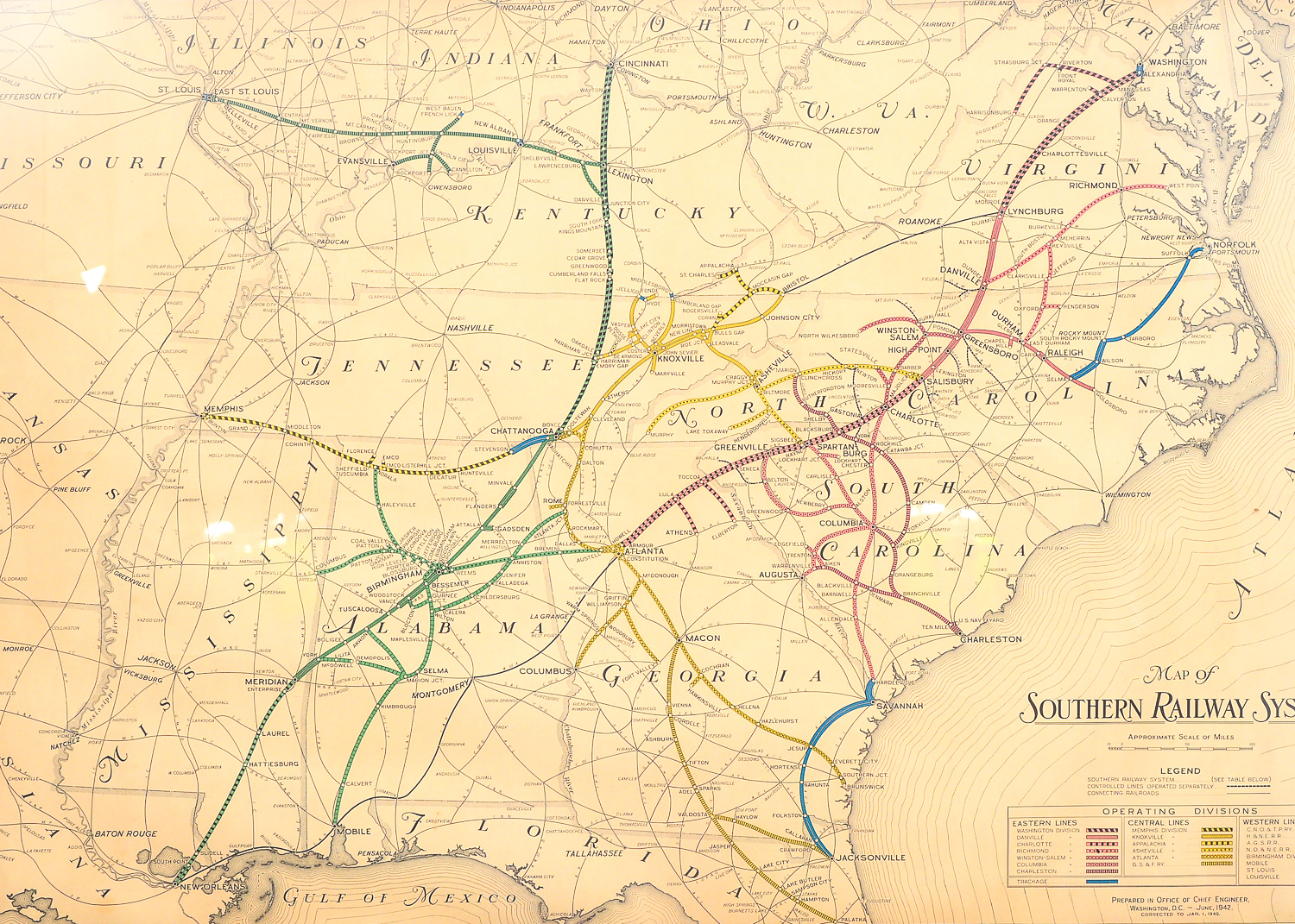 1949 Southern Railway System Map | EBTH