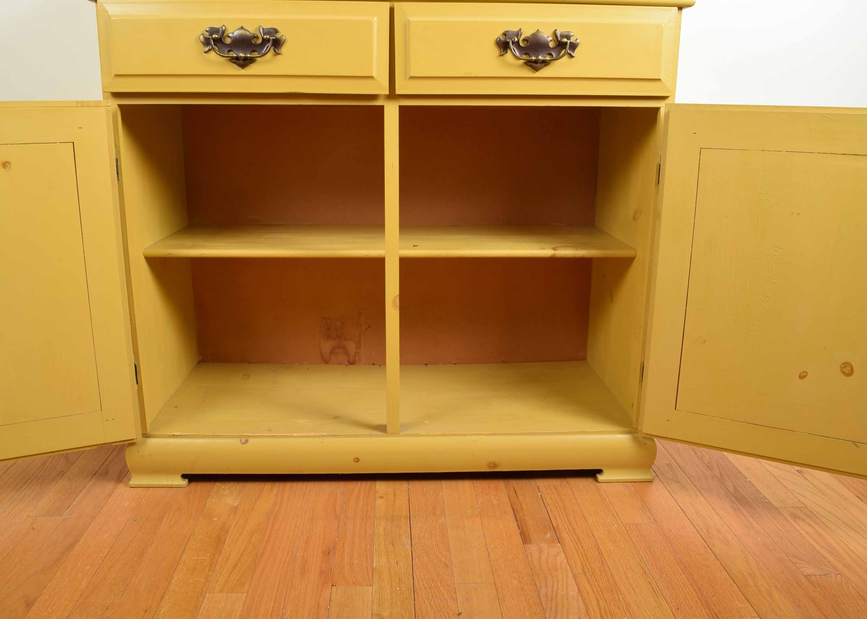 Finnish Yellow Tole Folk Art Painted Cabinet | EBTH