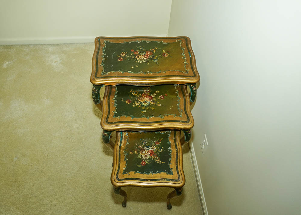 Vintage Painted Nesting Table Trio | EBTH
