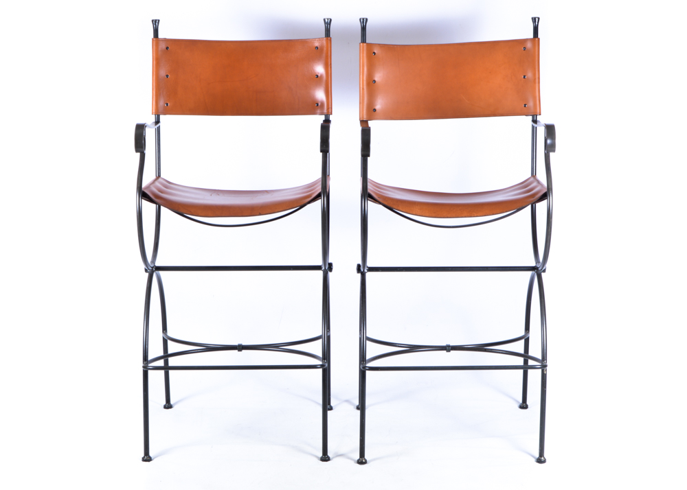 Charleston Forge Wrought Iron and Leather Barstools | Everything But ...
