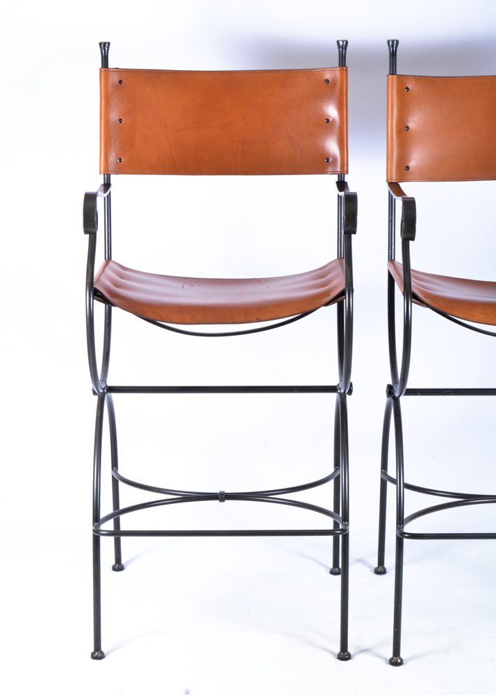 Charleston Forge Wrought Iron and Leather Barstools | Everything But ...
