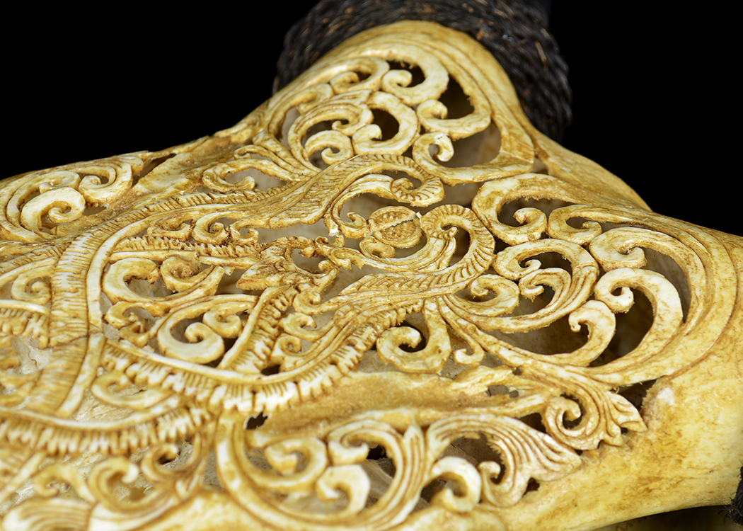 Carved Scroll Work Cattle Skull with Ox Horns | EBTH