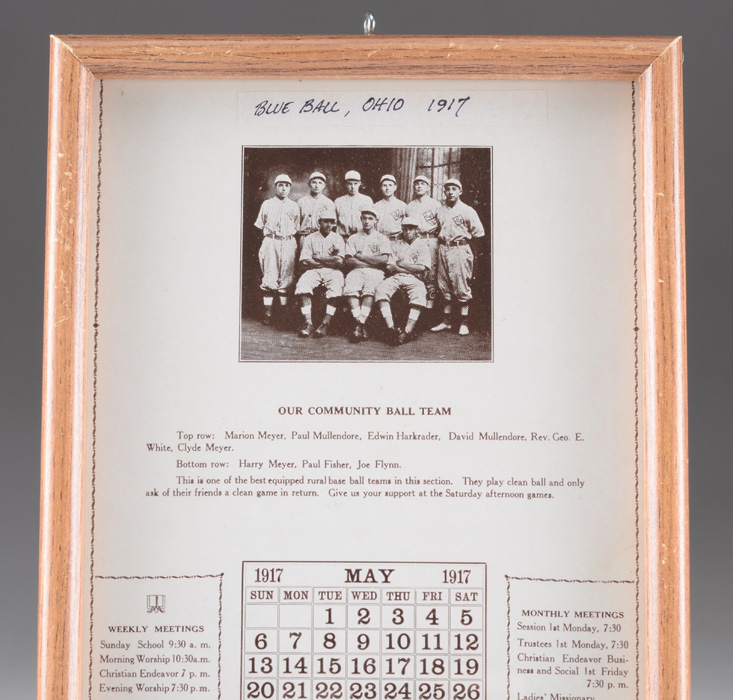 1917 Baseball Team Calander with Baseball | EBTH