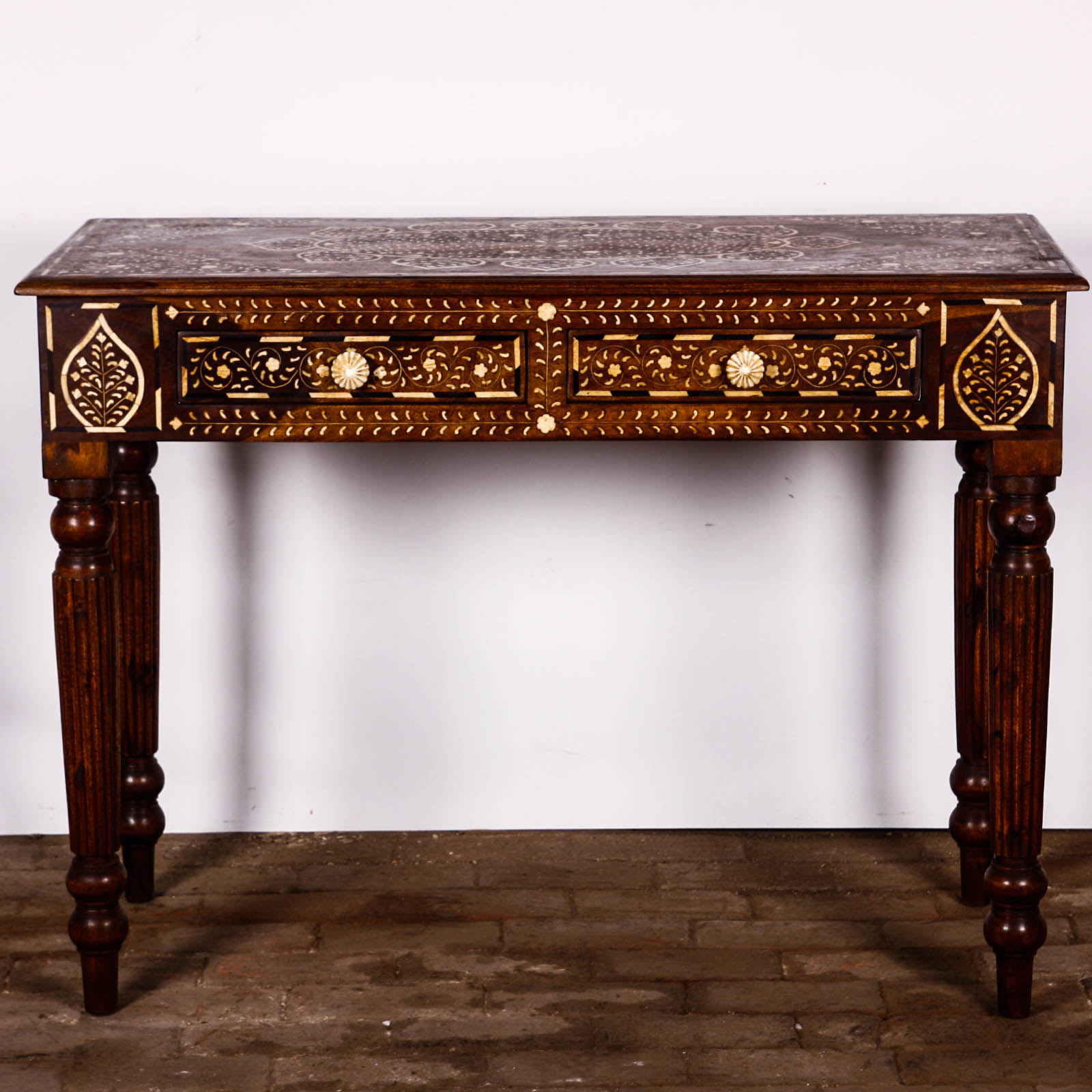 Walnut Console Table with Bone Inlay | EBTH