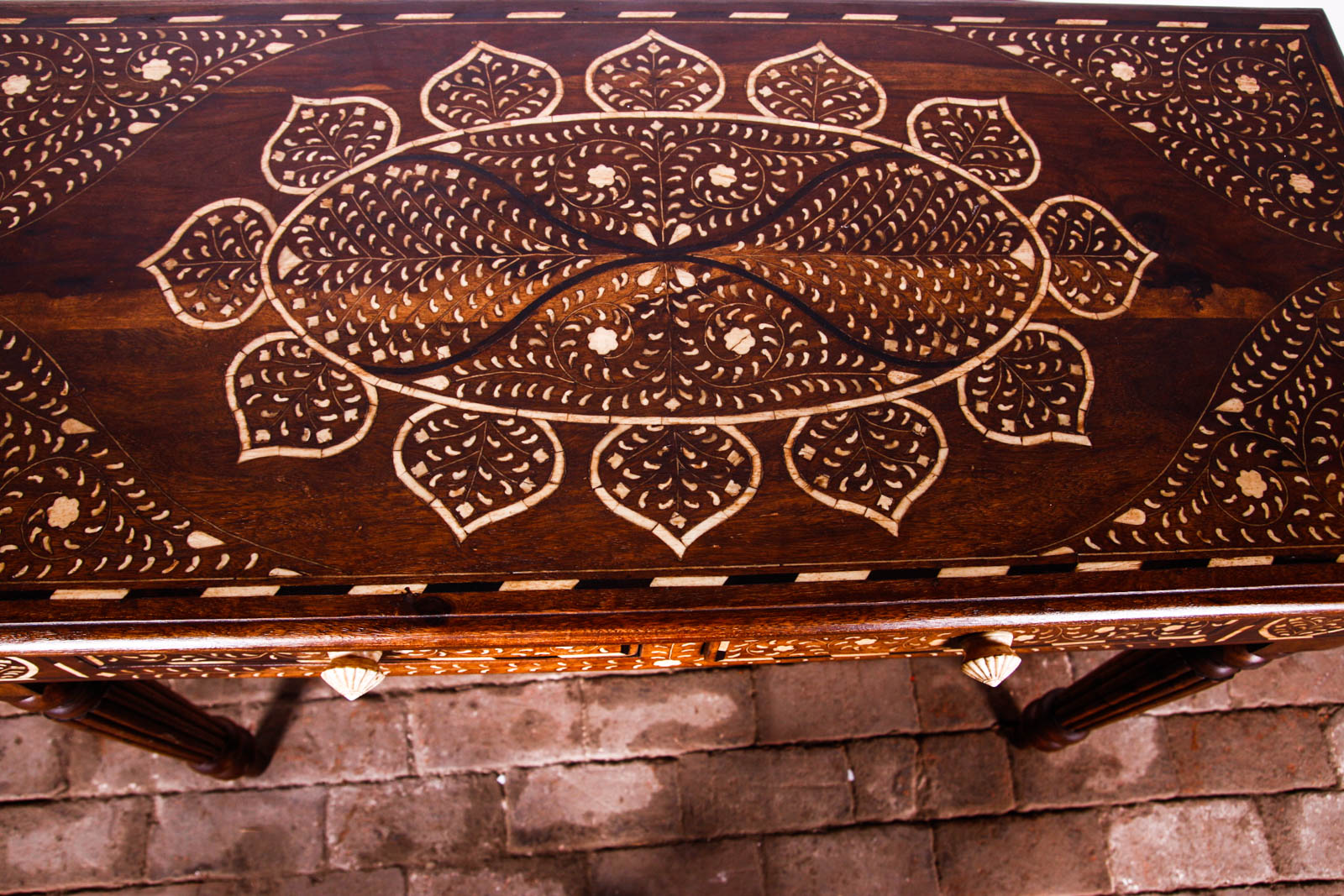 Walnut Console Table with Bone Inlay | EBTH