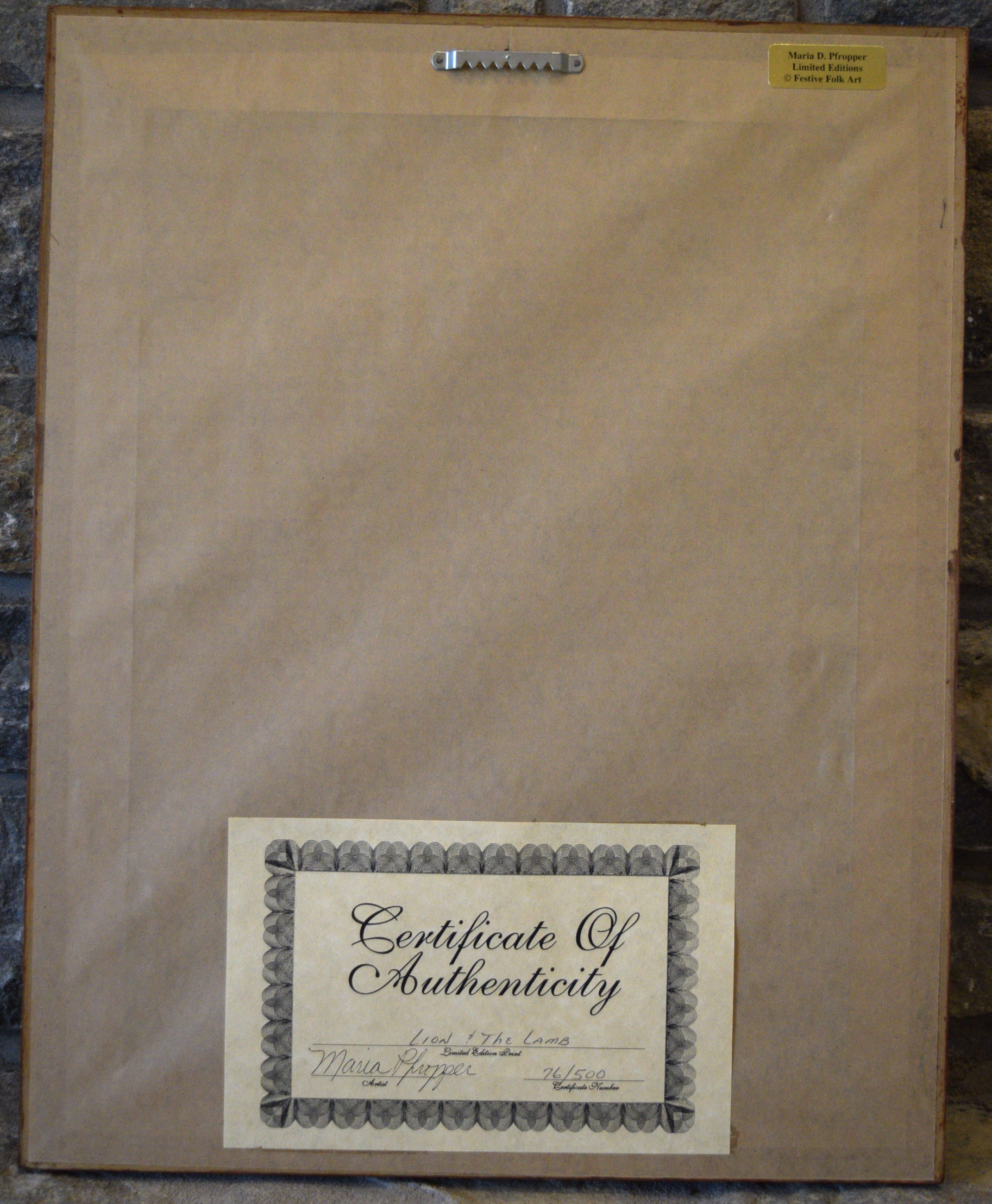 Maria Pfropper 'Lion & The Lamb' Limited Edition Lithograph | EBTH