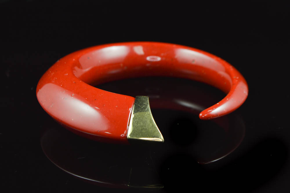 Sterling Silver Vermeil Red Resin Bangle | Everything But The House