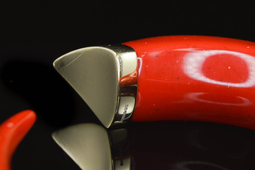 Sterling Silver Vermeil Red Resin Bangle | Everything But The House