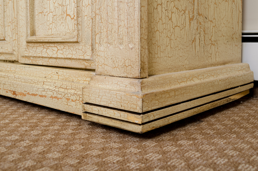 Ivory Crackle Finished Entertainment Center | EBTH