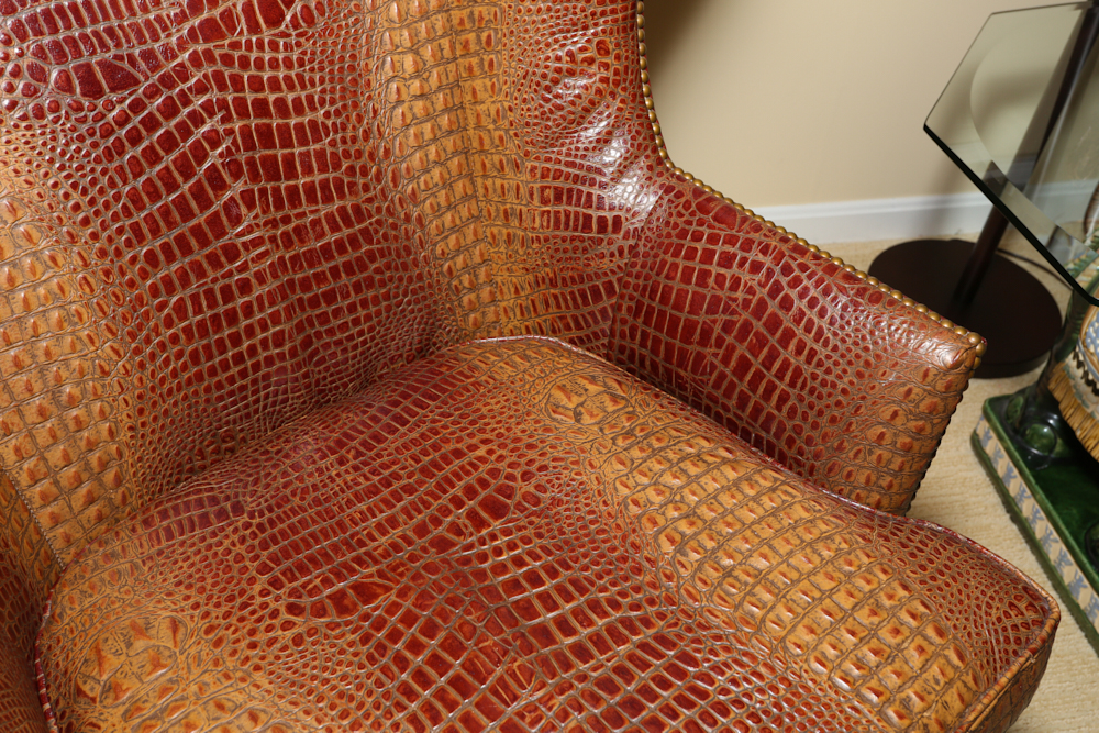 Genuine Alligator Leather Wing Back Chair | Everything But The House