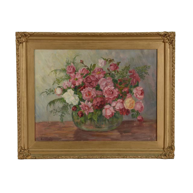 E.V. Conrady Original Oil on Canvas Floral Still Life | EBTH