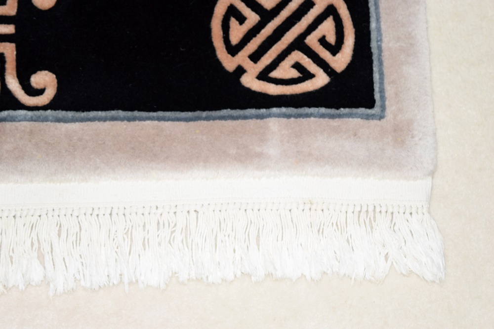 Striking Hand Knotted Chinese Ch'ing Dynasty Carved Wool Rug | EBTH